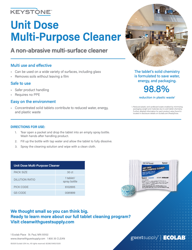 Keystone Unit Dose Multi-Purpose Cleaner Sell Sheet